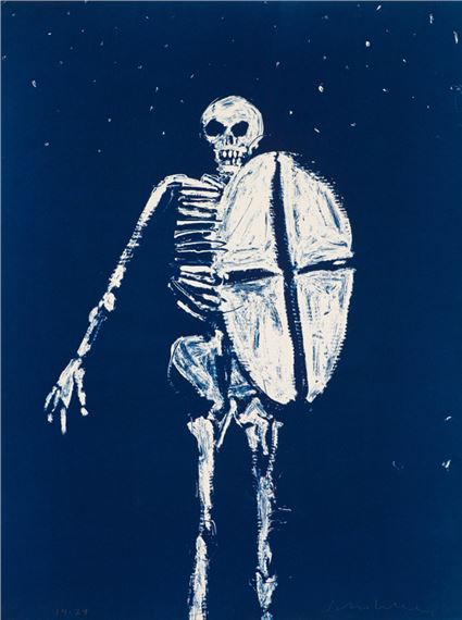 Fritz Scholder | Skeleton with Shield (1991) | MutualArt