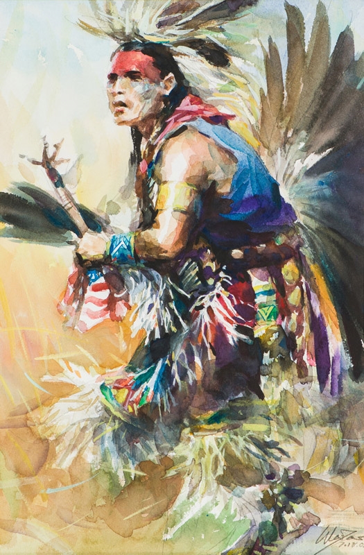 Wei Tai | Portrait of a Native American chief in profile | MutualArt