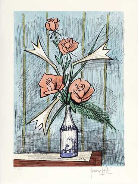 Bernard Buffet | Roses and lilies (1996) | MutualArt