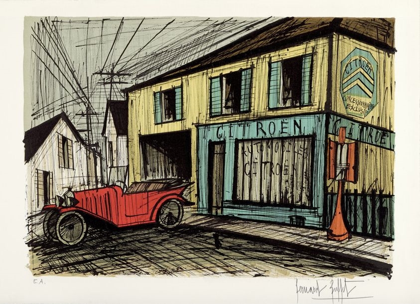 Bernard Buffet | The Citroën garage (1979) | MutualArt