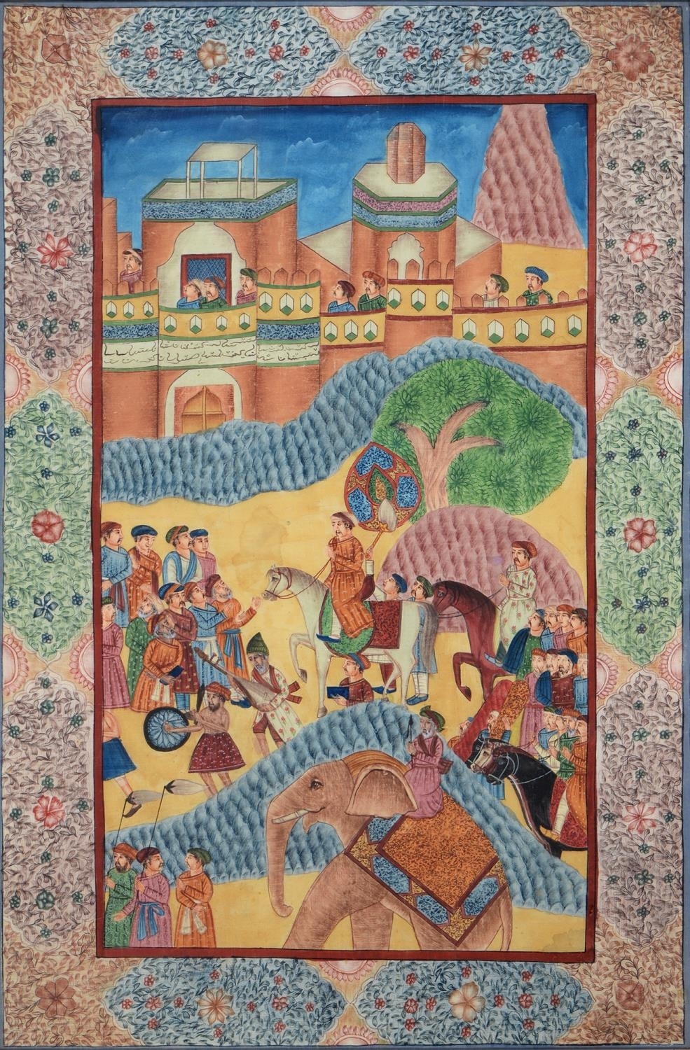 Indian School, 19th Century | - A Mughal Prince and his Retinue | MutualArt