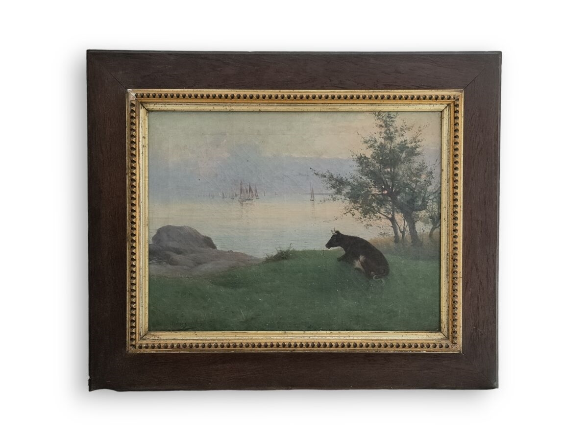 Alfred Guillou | Vache devant les voiliers | MutualArt