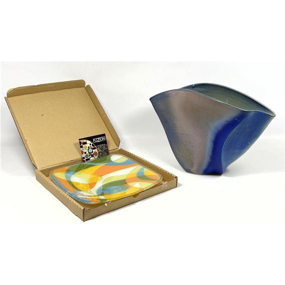 Peggy Karr | Fuzion Glass and Haif Pottery Vase (1988) | MutualArt