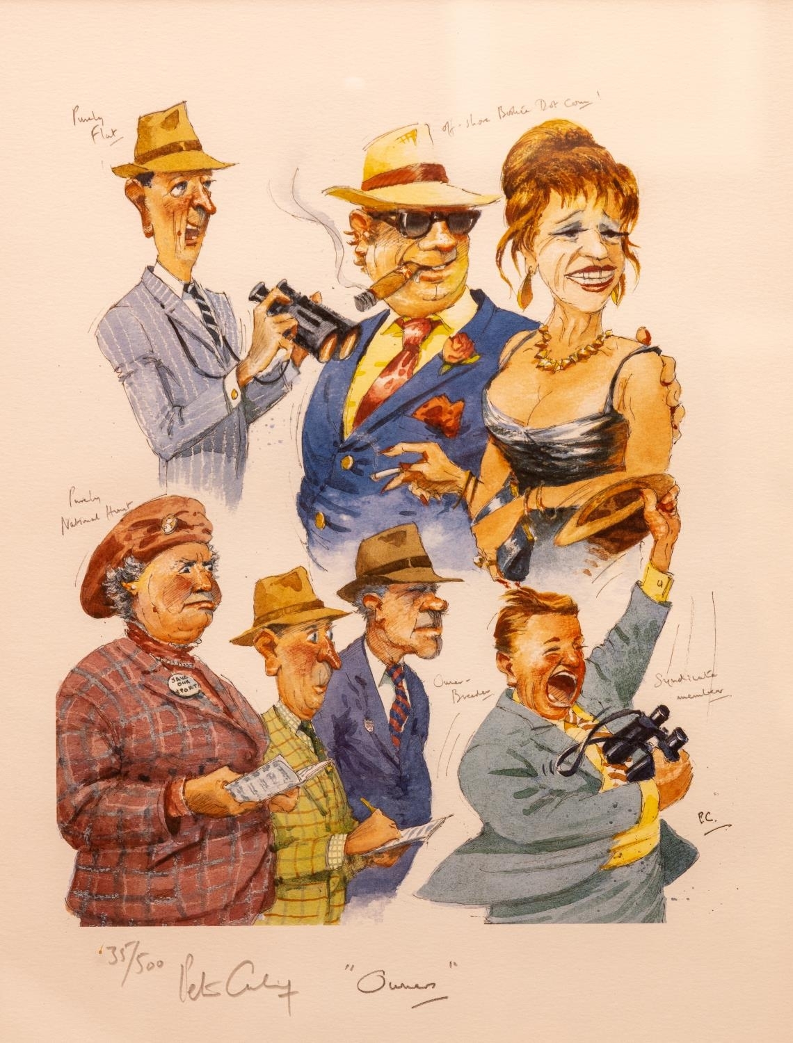 Peter Curling | A set of four caricature coloured Prints | MutualArt