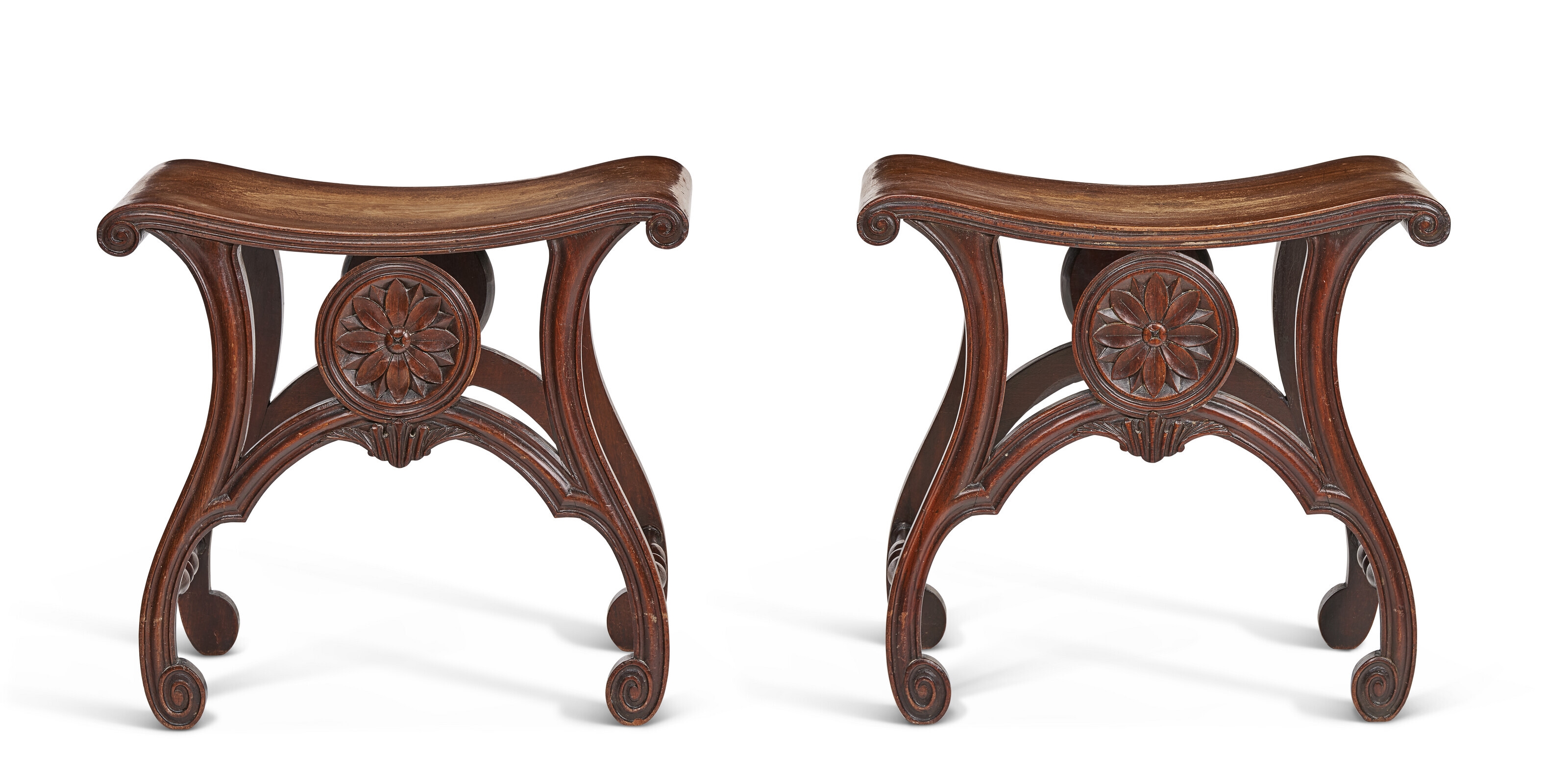 Thomas Chippendale | A PAIR OF GEORGE III MAHOGANY HALL STOOLS | MutualArt
