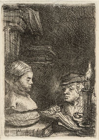 Rembrandt van Rijn | Man Drawing from a Cast (1641) | MutualArt