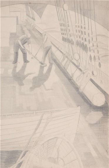 Richard Carline | SCRUBBING THE DECK OF THE GRACE HAWAR | MutualArt