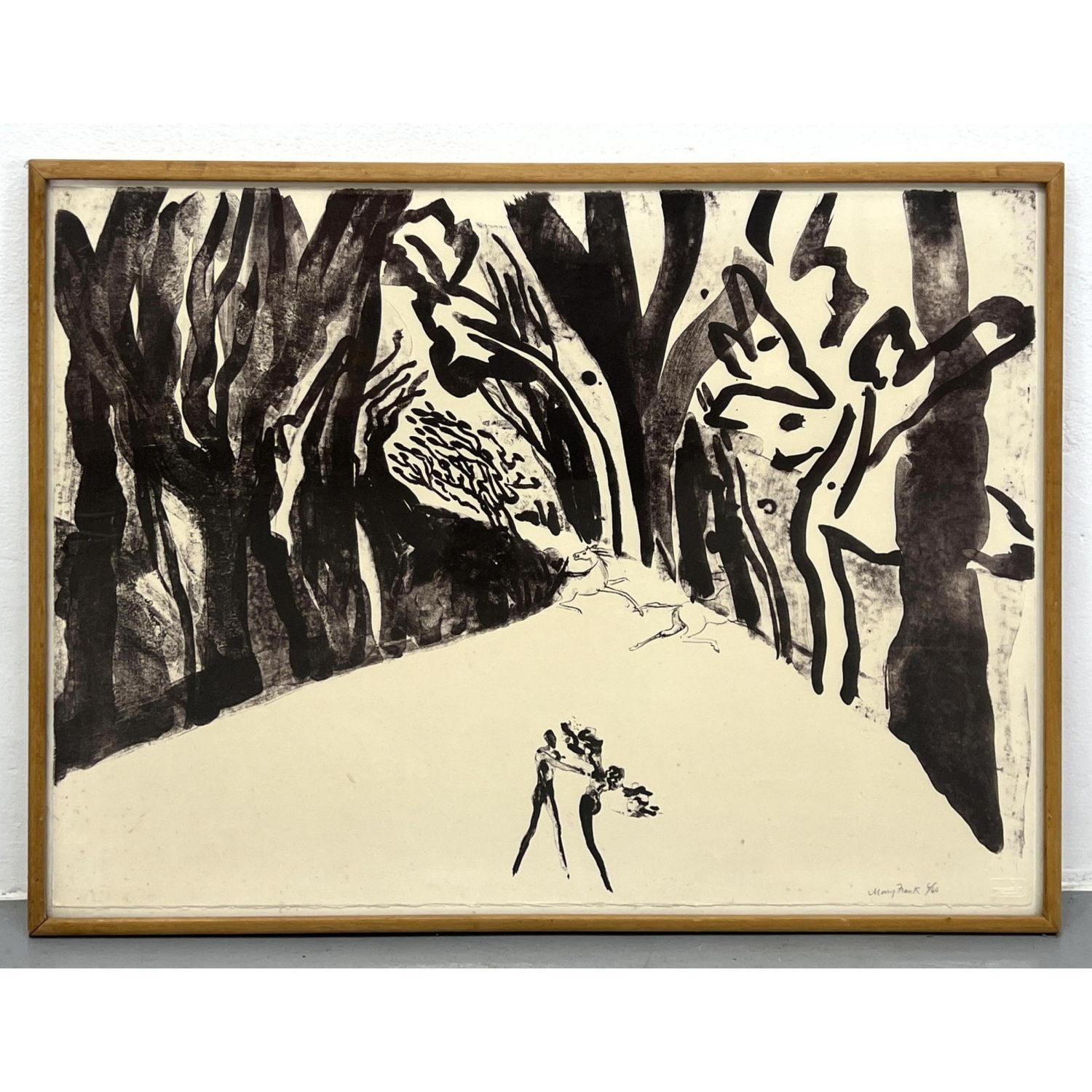 Mary Frank | MARY FRANK Landscape Print with dancing couple and deer | MutualArt