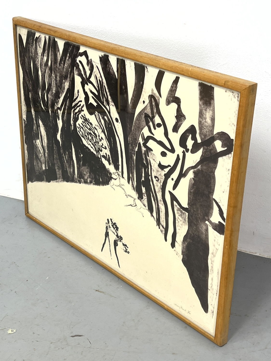 Mary Frank | MARY FRANK Landscape Print with dancing couple and deer ...
