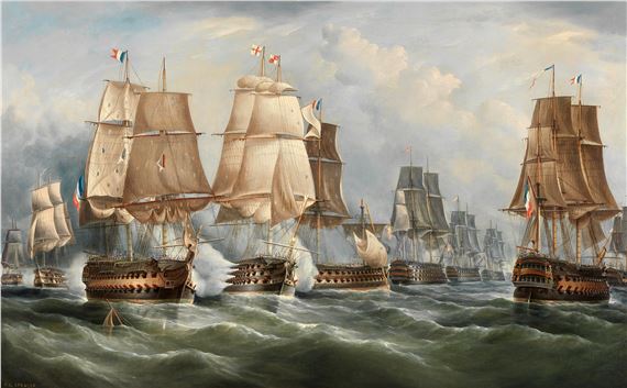 Richard Barnett Spencer | HMS Victory breaking the line at Trafalgar ...