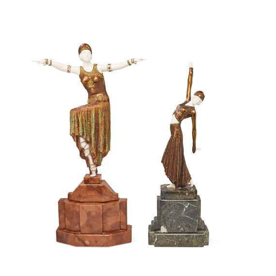 Demétre H. Chiparus | TWO ART DECO STYLE PATINATED BRONZE AND FAUX ...