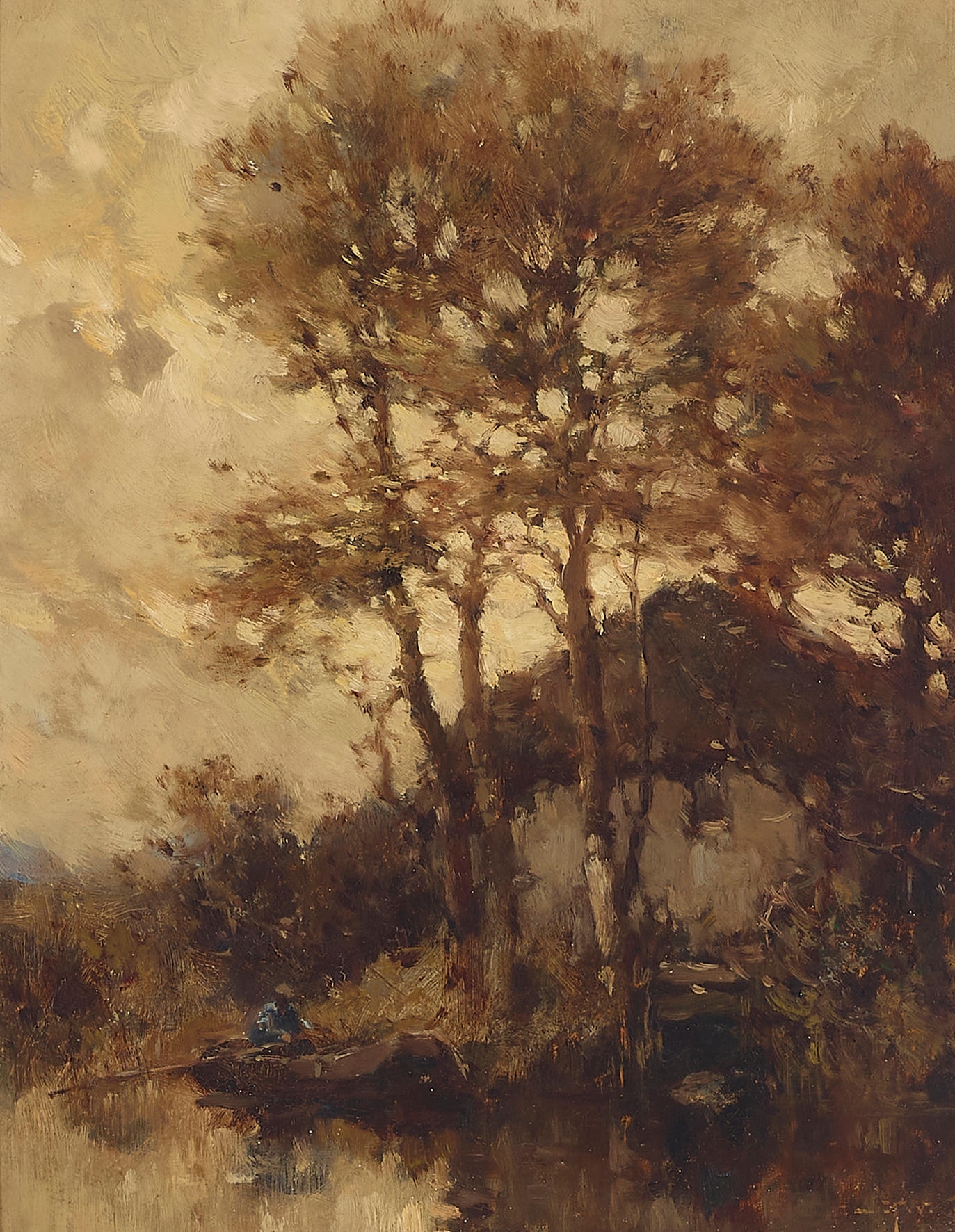 Hermanus Willem Koekkoek | Barge on a town canal | MutualArt