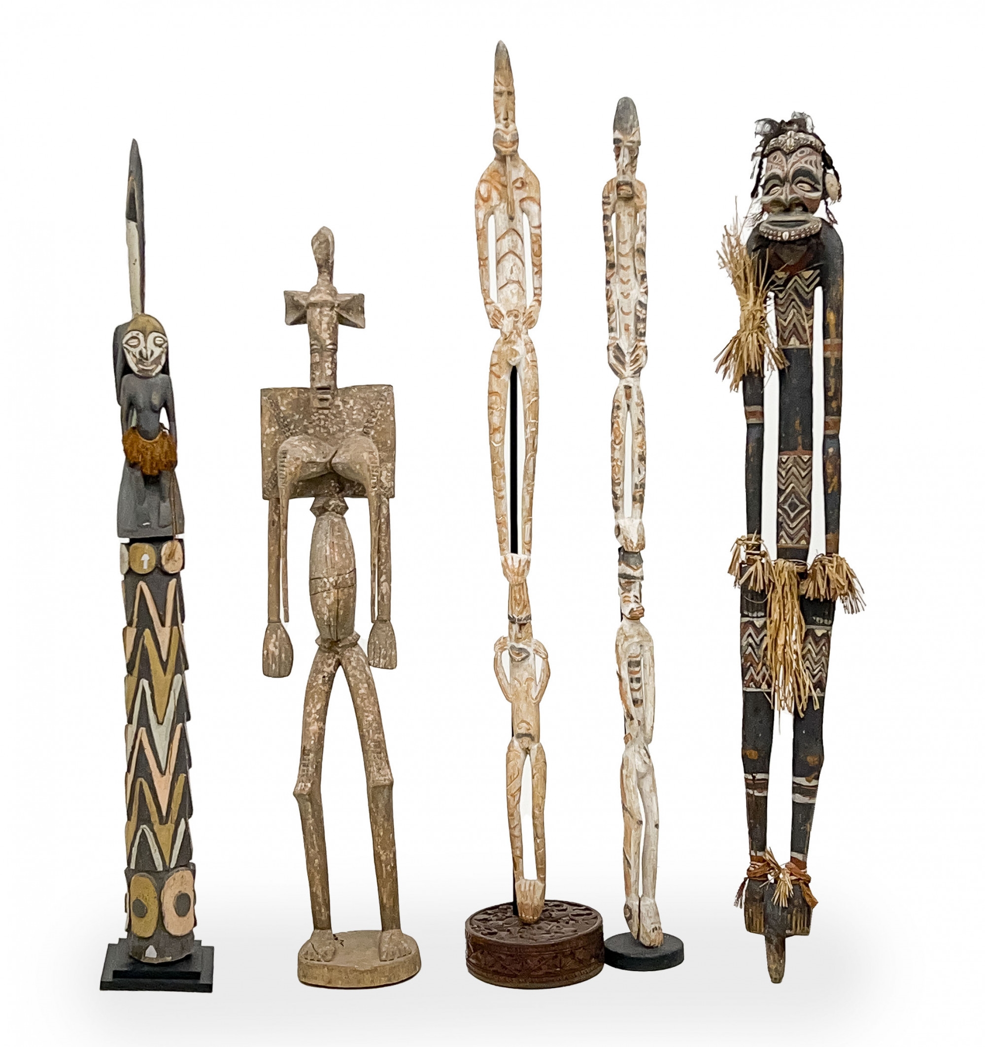 African School | GROUP OF 5 LARGE AFRICAN WOOD FIGURES | MutualArt