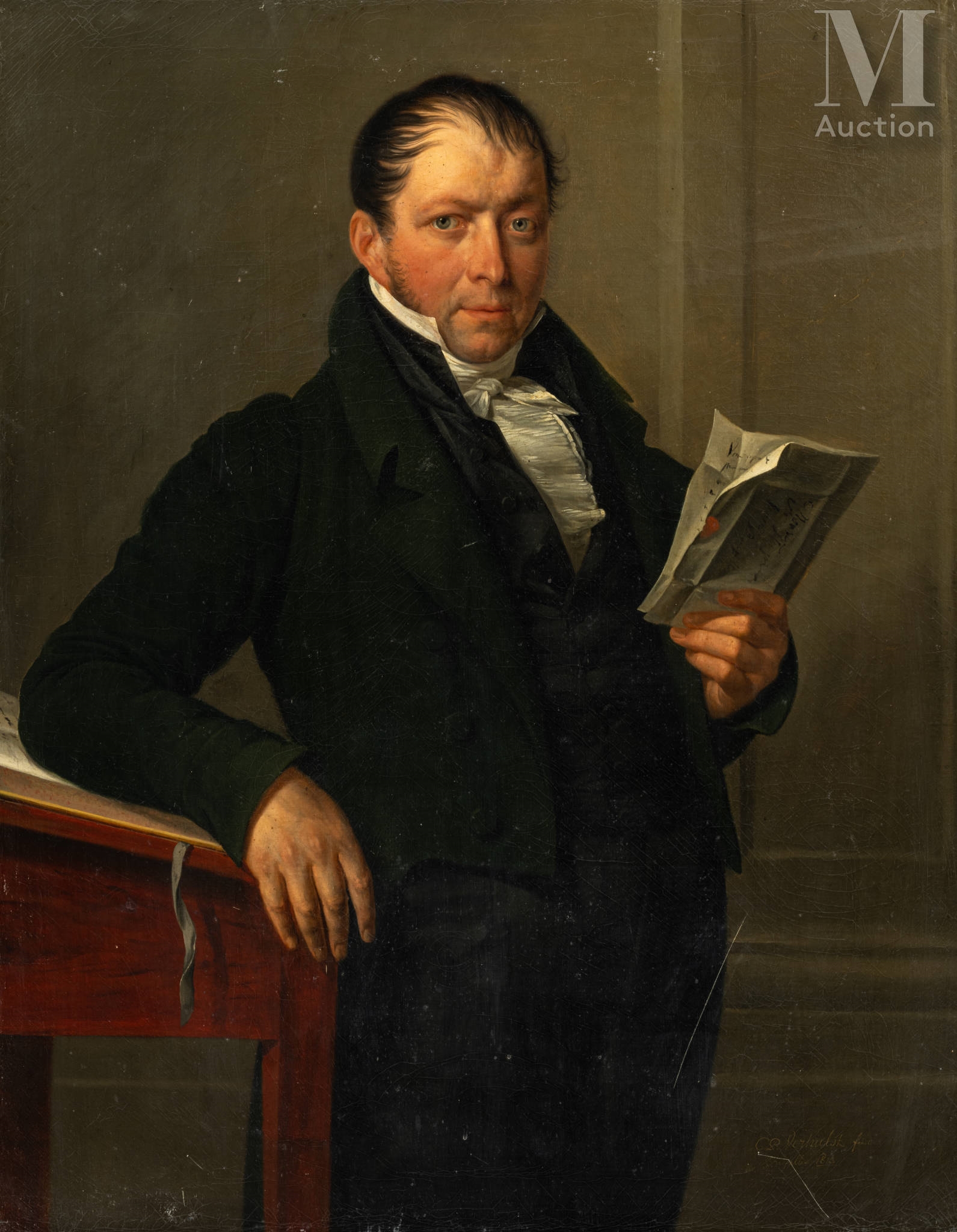Charles Pierre Verhulst | Portrait de femme au livre / Portrait d’homme ...
