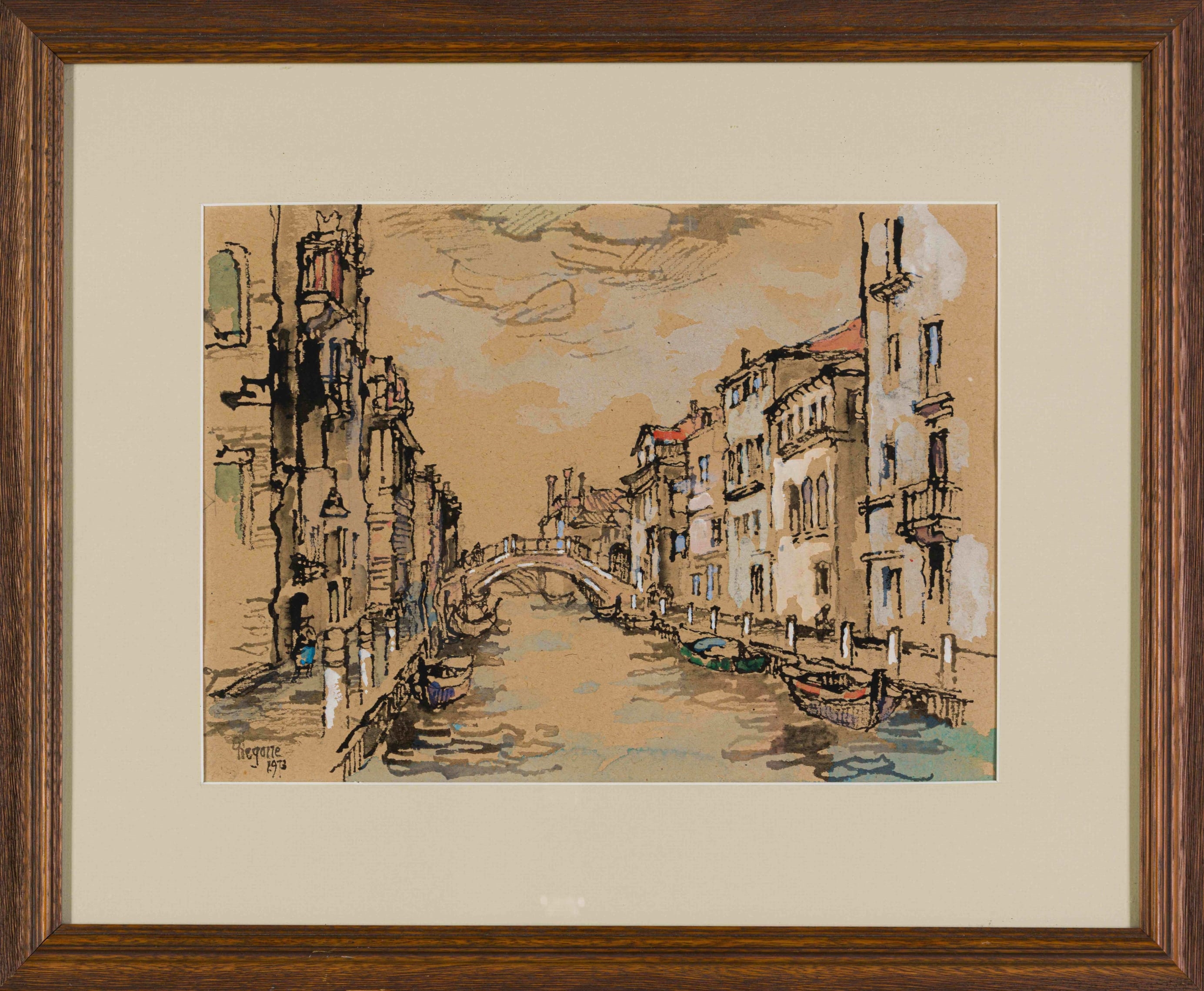 Gregoire Johannes Boonzaier | Canal with Boats and Three Bridges (1973 ...