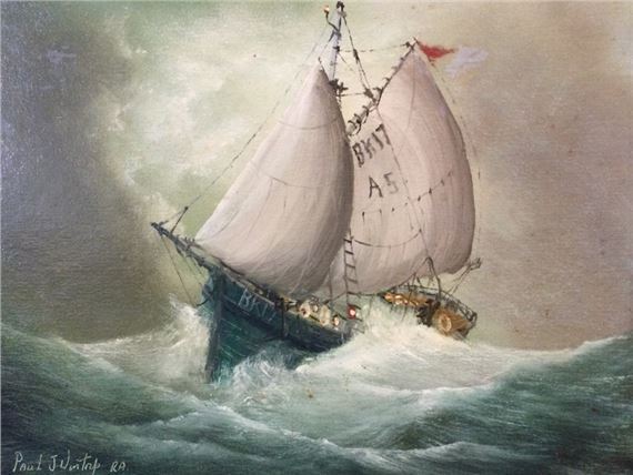 Paul J Wintrip | sailing boat on choppy sea | MutualArt