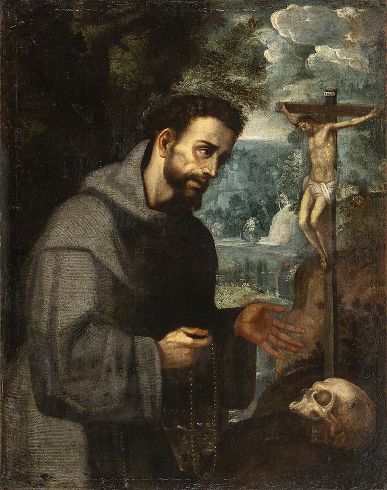 Roman School, 16th Century | Saint Francis Praying in front of the ...