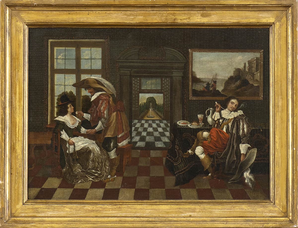 Dirck Hals | Seduction scene in an interior | MutualArt