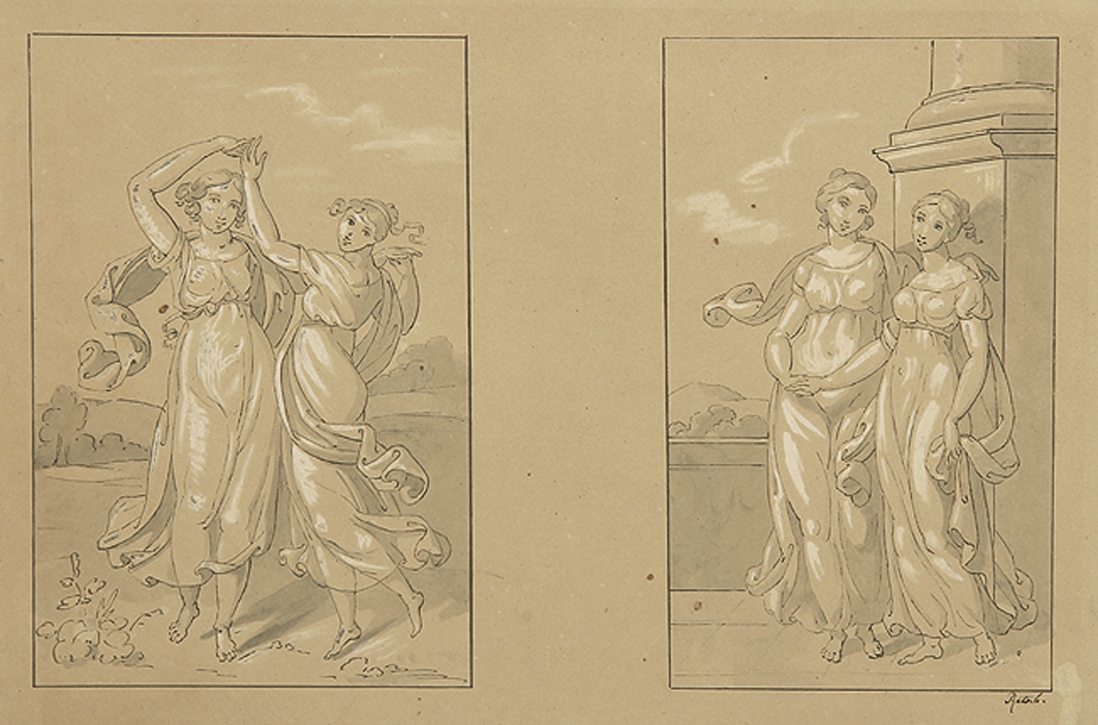 Friedrich August Moritz Retzsch | Tanzende Mädchen - Zwei sich haltende ...