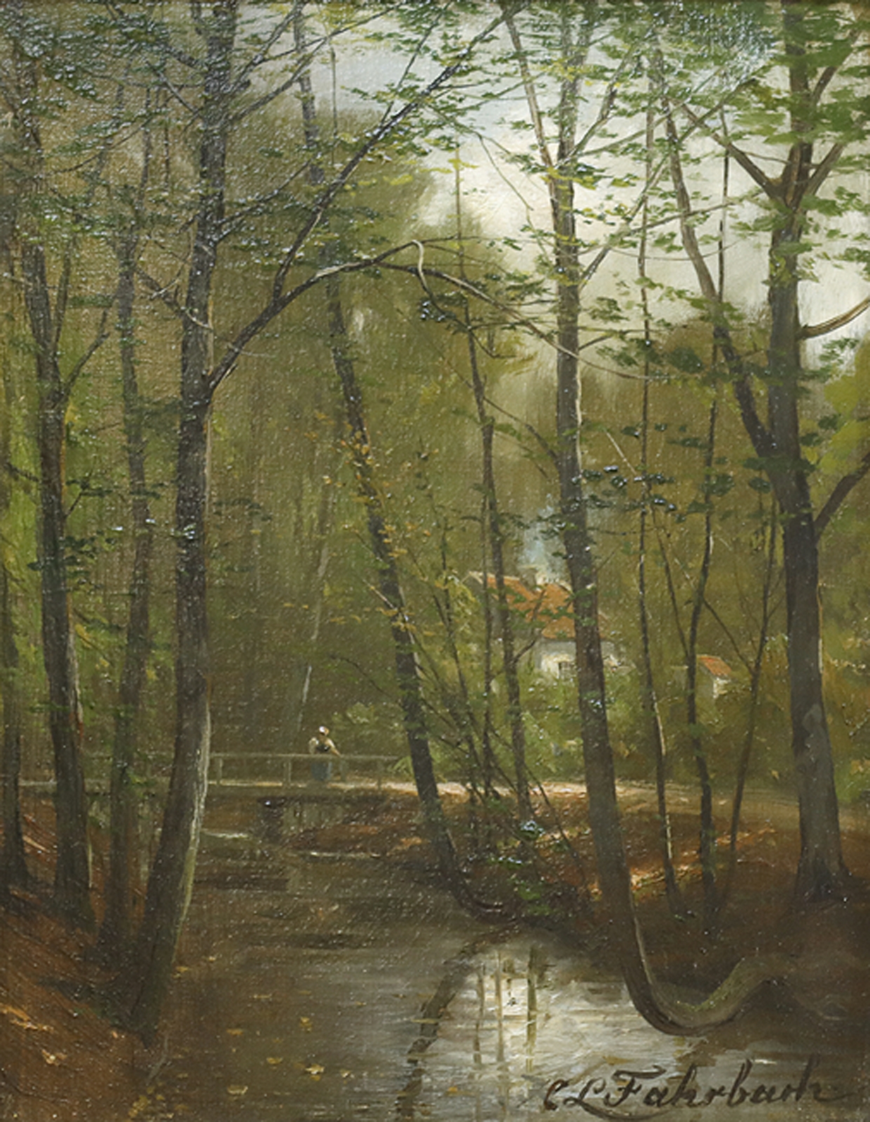 Carl Ludwig Fahrbach | View on the summerly forest in the morninglight ...