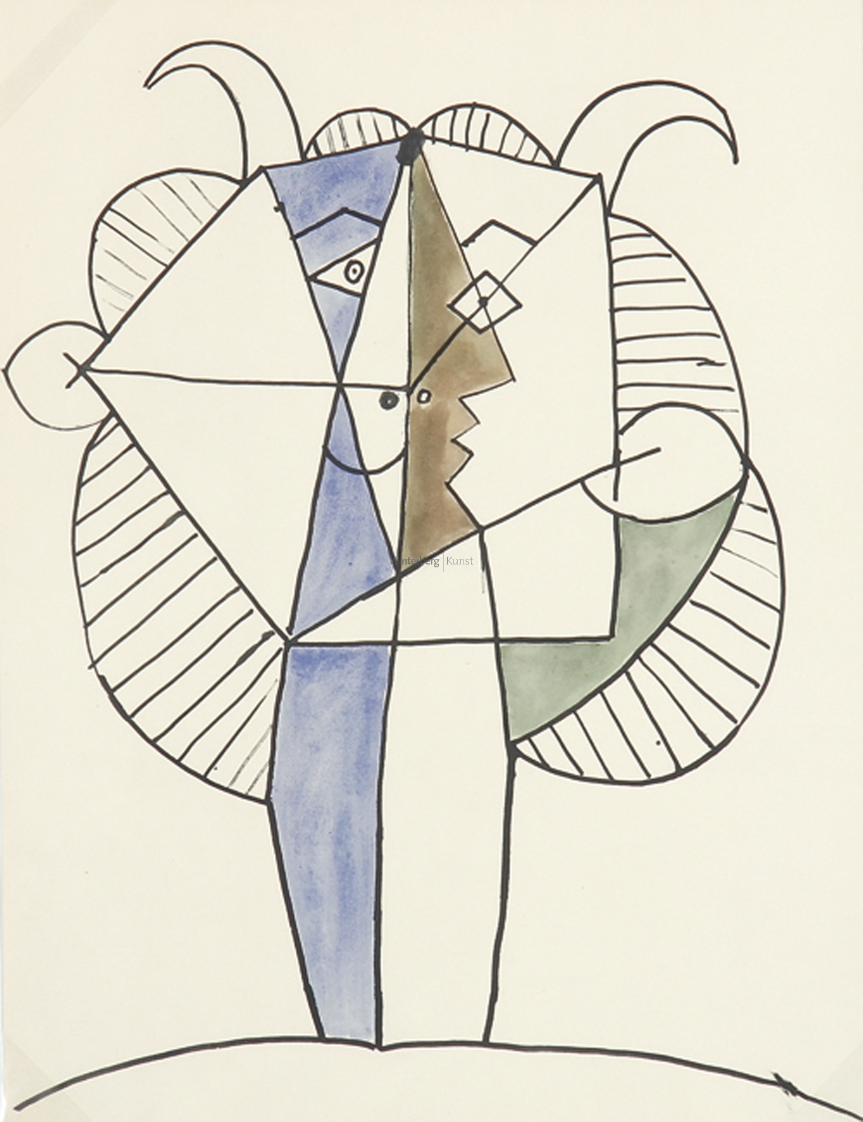 Pablo Picasso | Visage cubiste (Tête de Faune Chevelu). (Circa 1960 ...