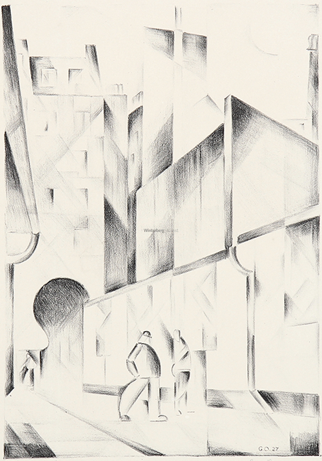 George Owen | Cityscape with two Men. (1927) | MutualArt