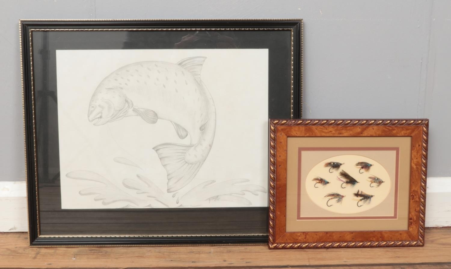 Gordon Chell | A framed pencil drawing of a fish, along with a framed ...