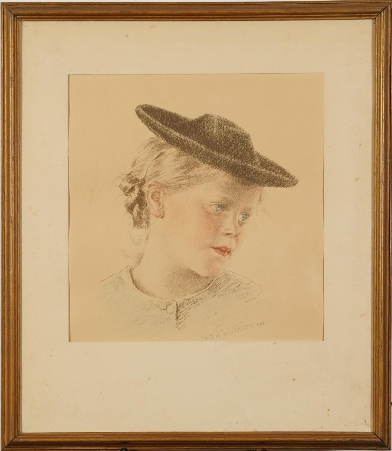 Hedwig Von Schlieben | Portrait of a young girl with blue eyes | MutualArt