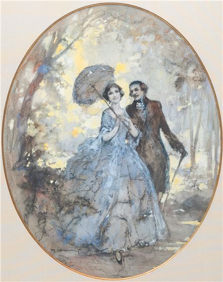 William Adolphe Lambrecht | Two couples in a sunny park garden | MutualArt