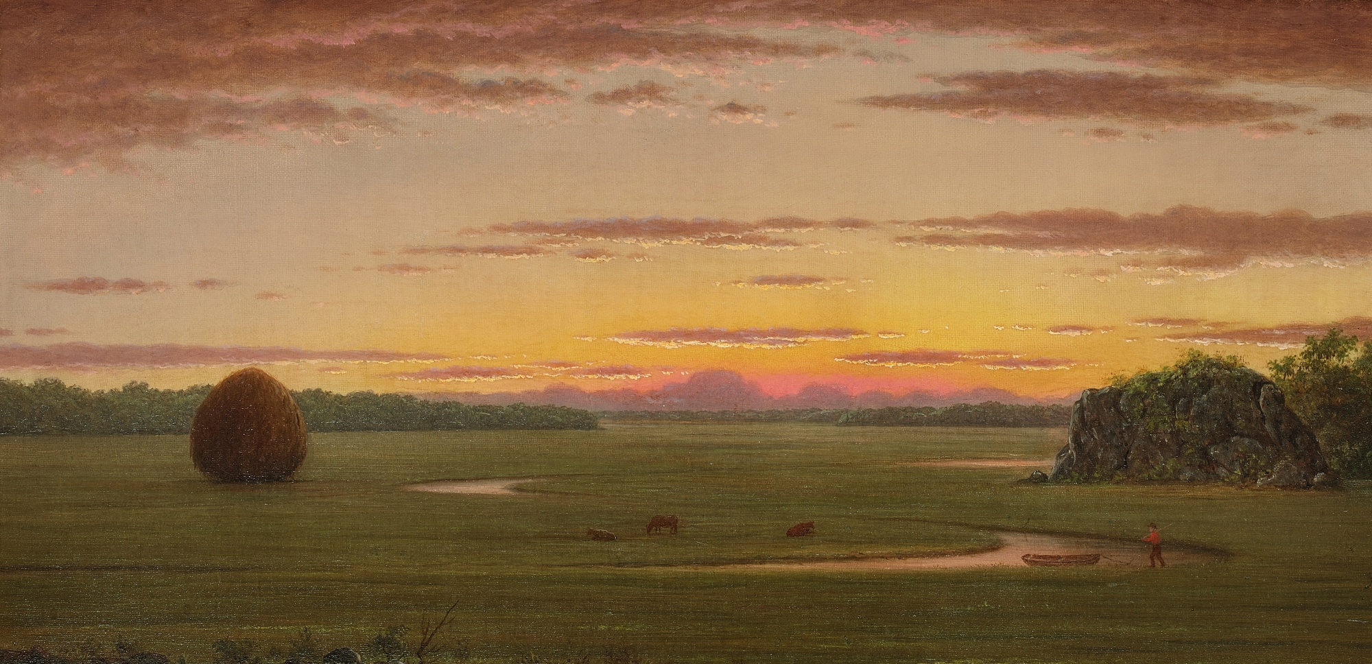 Martin Johnson Heade | Single Haystack in a Flat Marsh (1860) | MutualArt