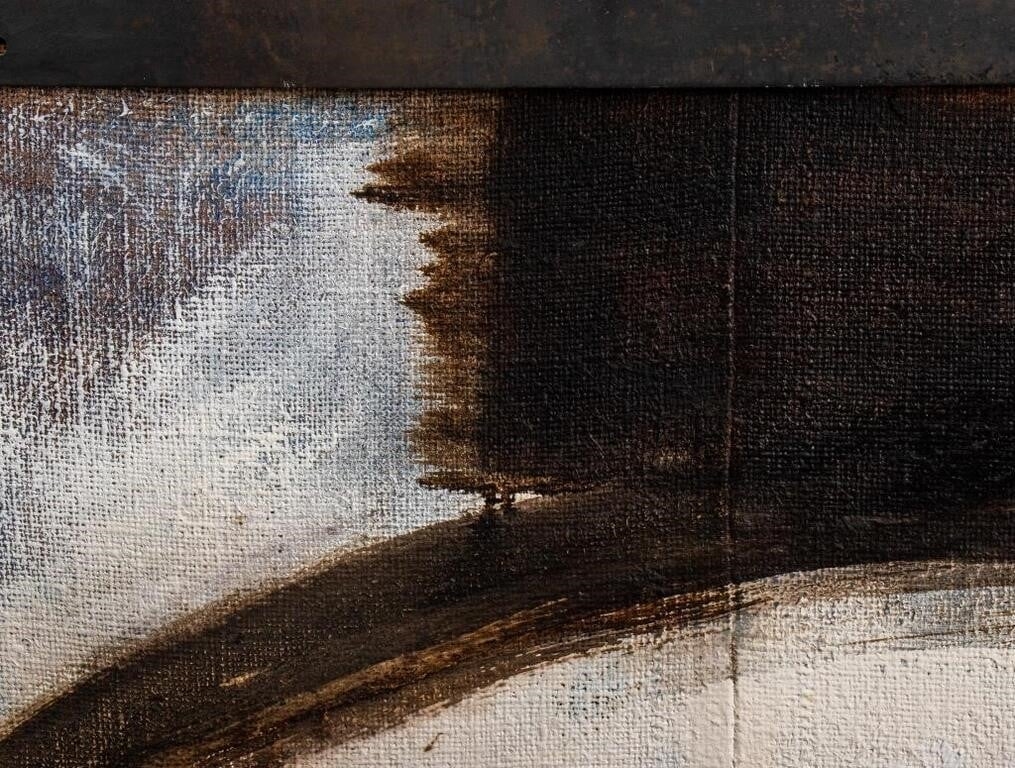 Yehiel Shemi | Yehiel Shemi Abstract Modern Israeli Oil on Burlap ...