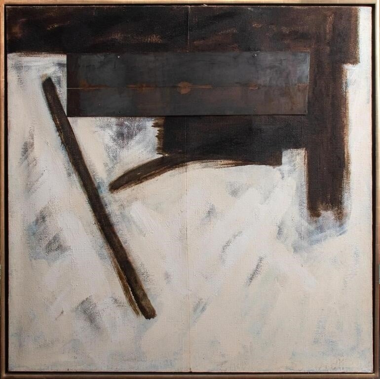 Yehiel Shemi | Yehiel Shemi Abstract Modern Israeli Oil on Burlap ...