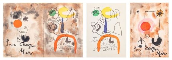 Joan Miró | Joan Miro Watercolor Painting & Gallery Invites, 3 (1959 ...