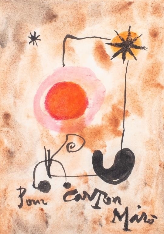 Joan Miró | Joan Miro Watercolor Painting & Gallery Invites, 3 (1959 ...