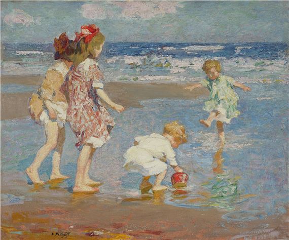Edward Potthast | Children Playing in Surf | MutualArt