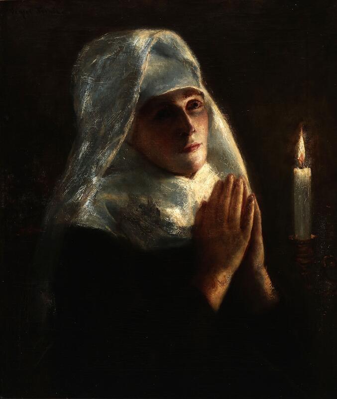 Wenzel Tornøe | A nun with a candle light | MutualArt