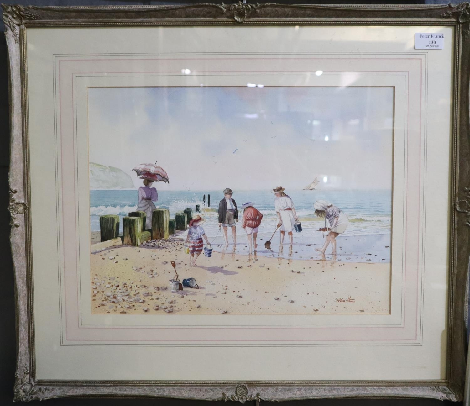 A.W. Smith | figures on a beach | MutualArt