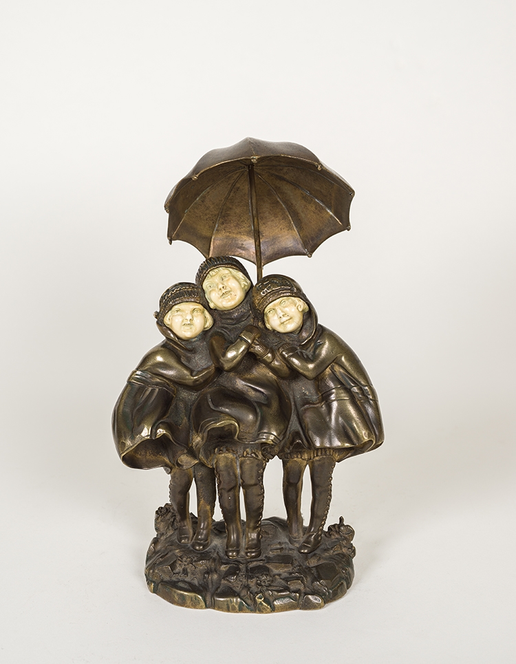 Demétre H. Chiparus | Three Children with Umbrella | MutualArt
