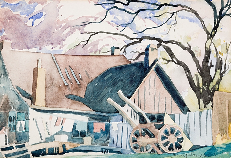Marc-Aurèle Fortin | Maison et charrette (Circa 1930) | MutualArt