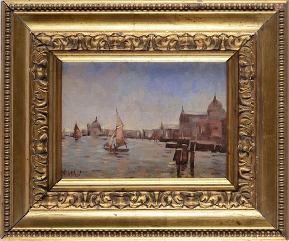 Alessandro Milesi | Boats in the lagoon | MutualArt
