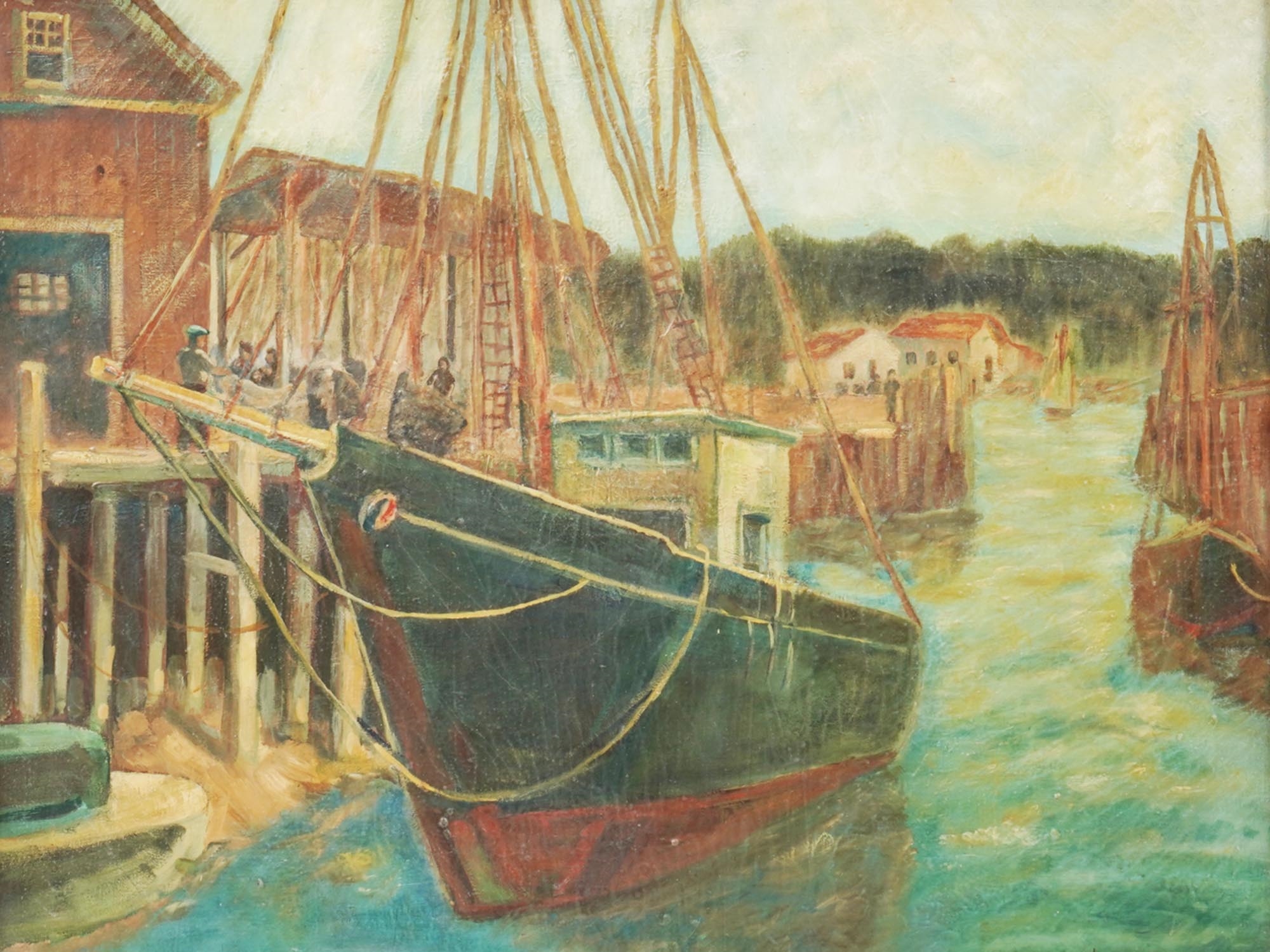 Karl Schmidt | The artwork depicts sailing ship at the pier | MutualArt