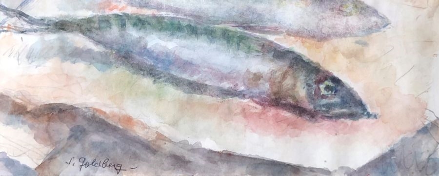 Simon Goldberg | Simon Goldberg (1913-1985) The Fish Watercolor and ...