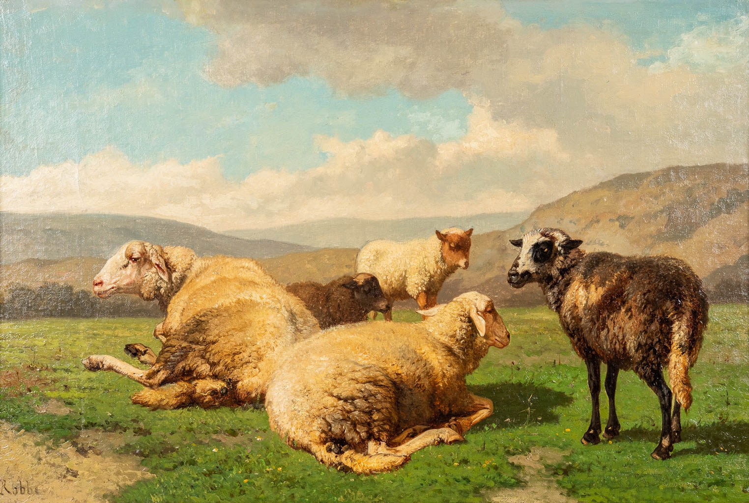 Louis Robbe | Louis ROBBE (1806-1887) 'The Black Sheep' a painting ...
