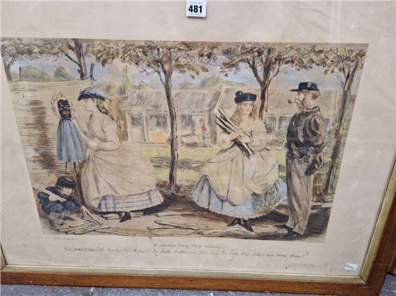 John Leech | A LADY PLAYING AUNT SALLY; HUNTING; COTSWOLD HUNT MEETING ...