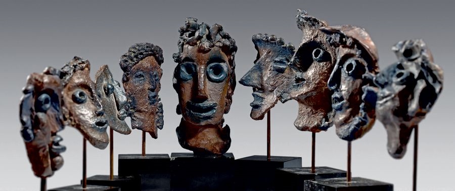 André Derain | Head with curly hairProof in bronze with polychrome ...