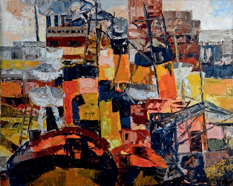 Jean-Maurice Lasnier | The port Oil on canvas, signed lower right. 65 x ...