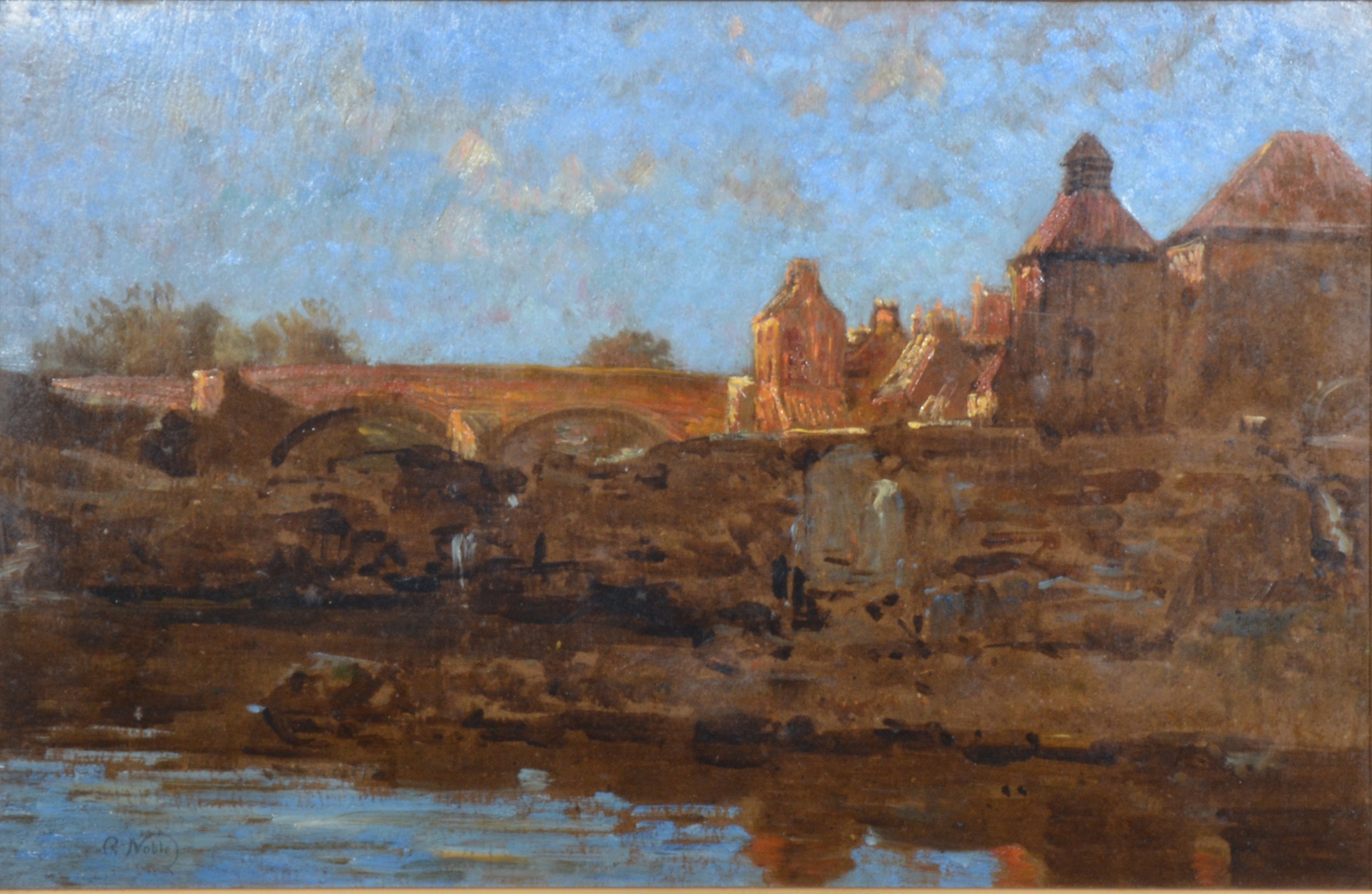 Robert Noble | Town scene with bridge | MutualArt