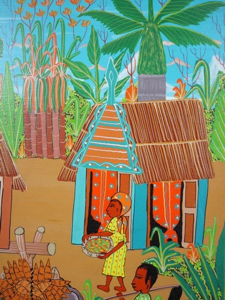 Joseph Augustin | Village Scene in Haiti | MutualArt