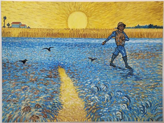 Vincent Van Gogh | Painting Of Vincent Van Gogh's Sower With Setting ...