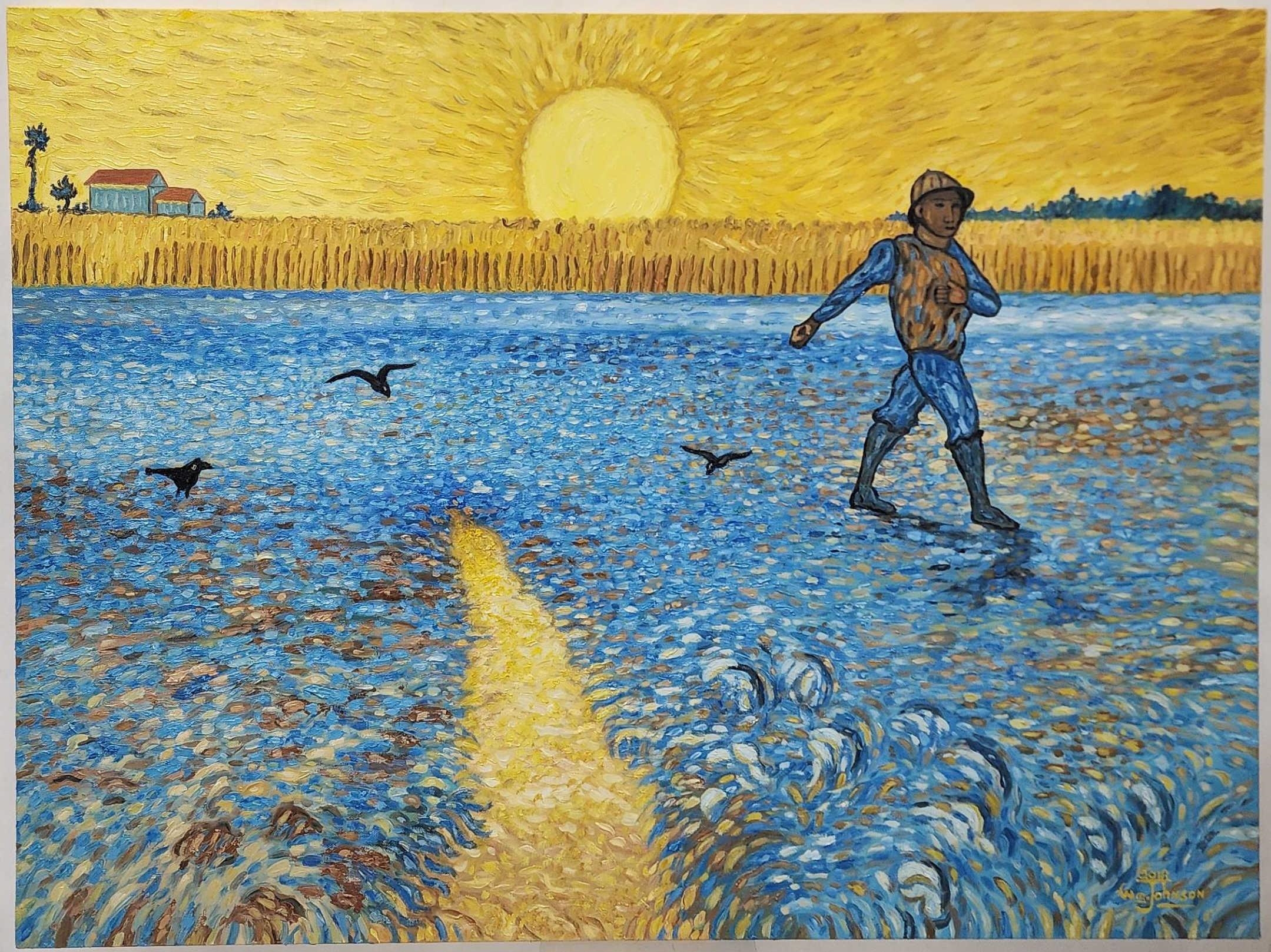 Vincent Van Gogh | Painting Of Vincent Van Gogh's Sower With Setting ...